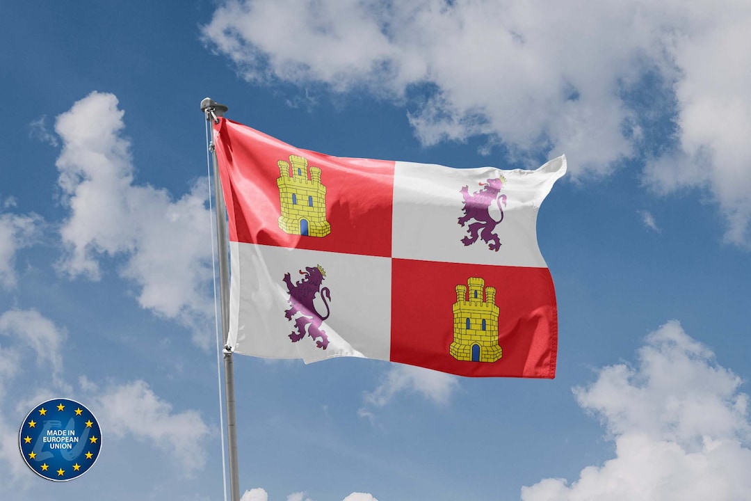 Lions and Castles Flag, Royal Standart of Spain | Unique Design Print ...