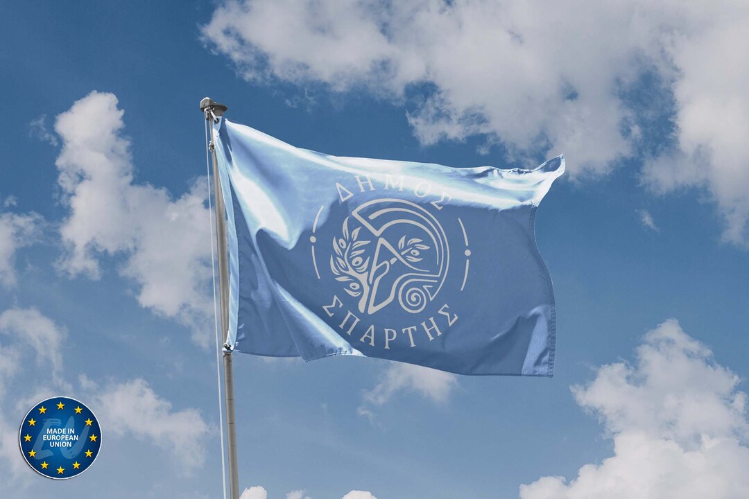 Ancient Sparta Blue Flag | Unique Design Print | High Quality Materials ...
