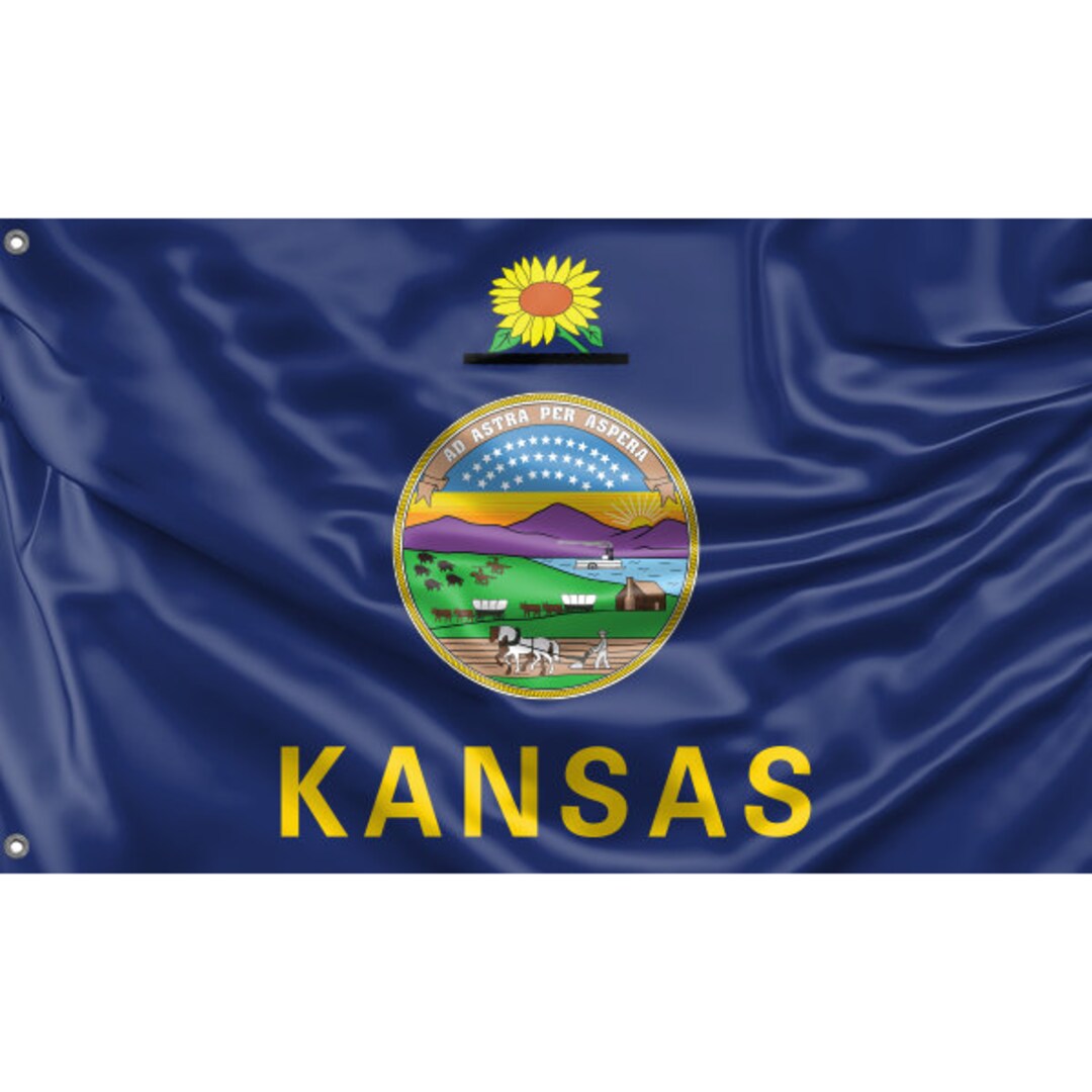 State Flag of Kansas, USA, Unique Print, 3x5 Ft / 90x150 Cm Size, EU ...