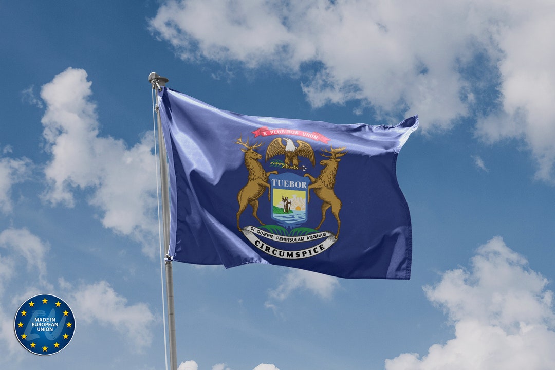 State Flag of Michigan, USA | Unique Design Print | High Quality ...