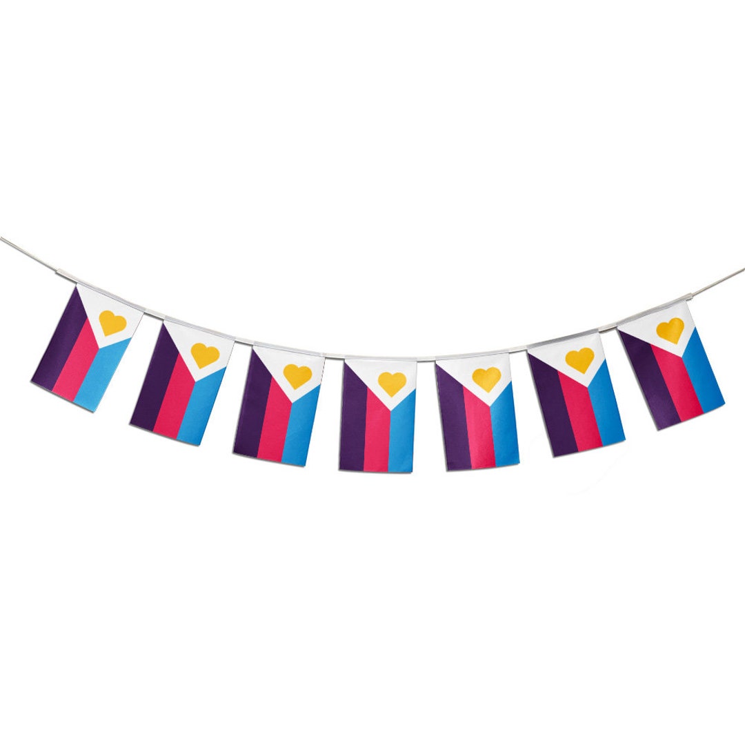 Tricolor Polyamory Pride Flag Garland | Unique Design Home Decor | High ...