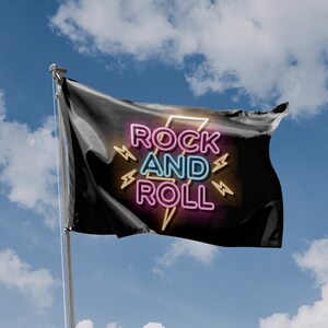 Rock and Roll Flag Unique Print, 3x5 Ft / 90x150 Cm Size, EU Made - Etsy