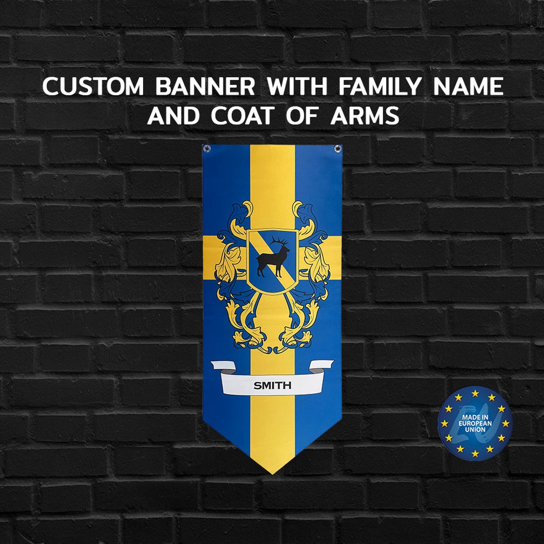 Personalized Banner Wall Hanging With Coat of Arms Print, 20x47 ...