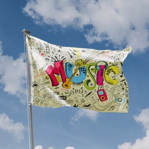 Hand Drawn Style Music Flag | Unique Design Print | Hiqh Quality ...