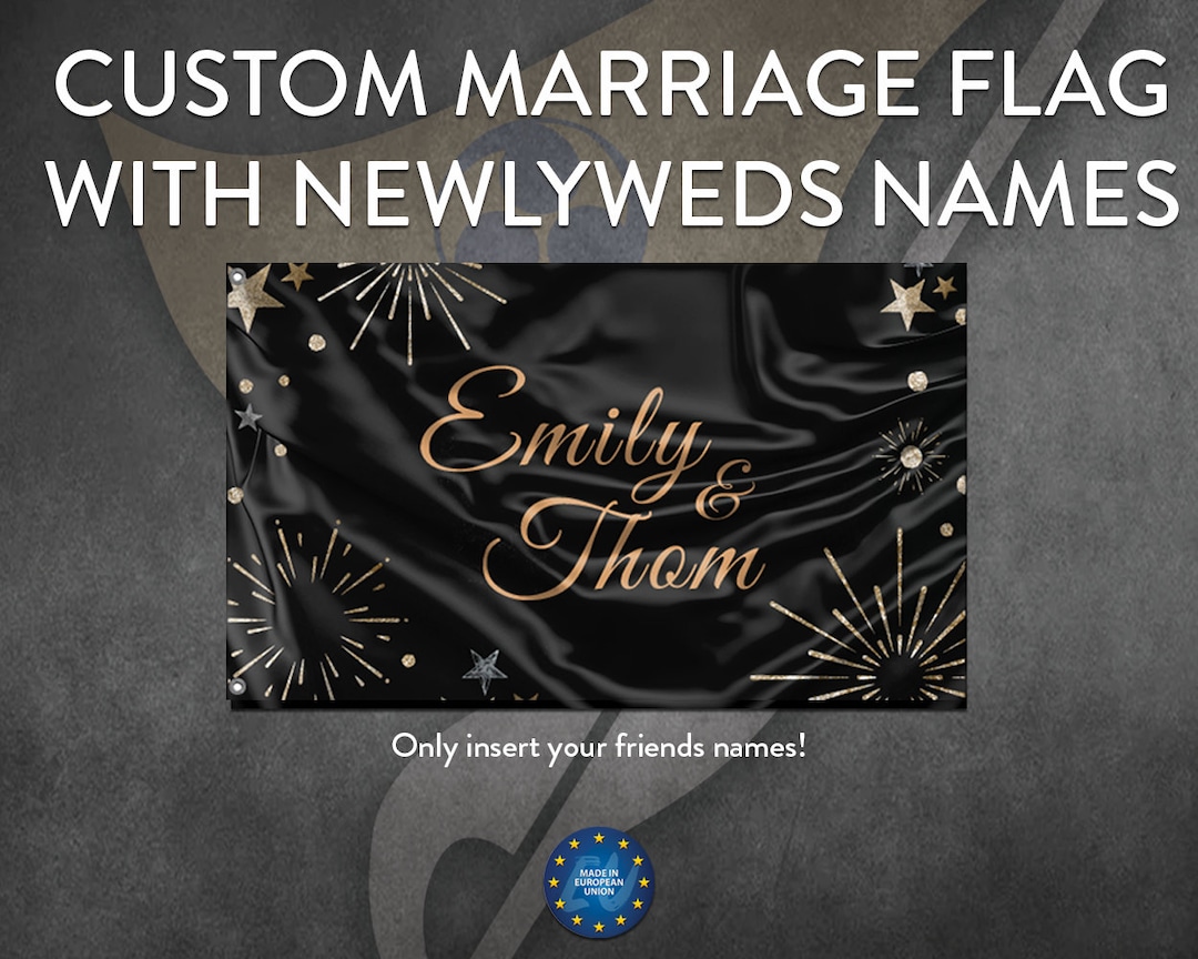 Custom Made Marriage Flag With Newlyweds Names | Unique Design Print ...