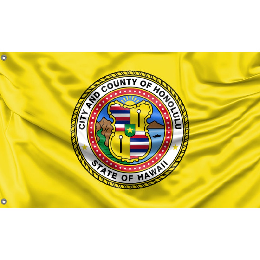 Flag of Honolulu, Hawaii Unique Design Print High Quality Materials 5 ...