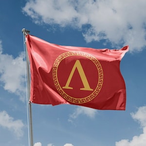 Ancient Style Red Sparta Flag | Unique Design Print | High Quality ...