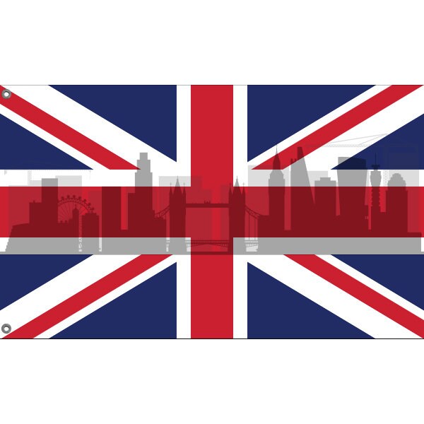 London Skyline/union Jack Flag /unique Print, 3x5 Ft / 90x150 Cm Size ...
