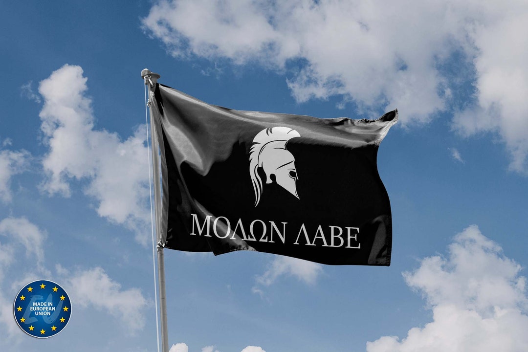 Black Molon Labe Flag With Spartan | Unique Design Print | High Quality ...