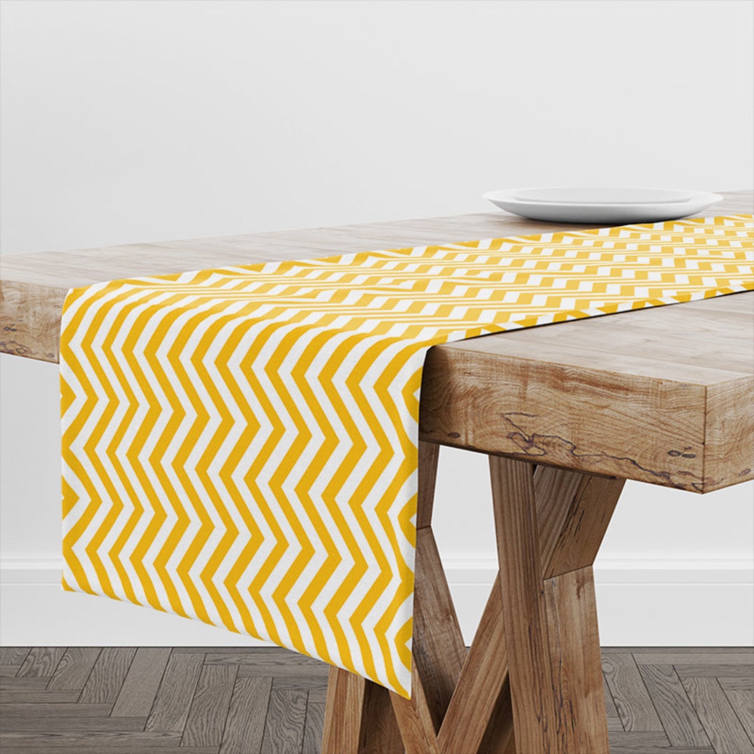 Table Runner Yellow Angled Lines Pattern | Unique Design Table Decor ...
