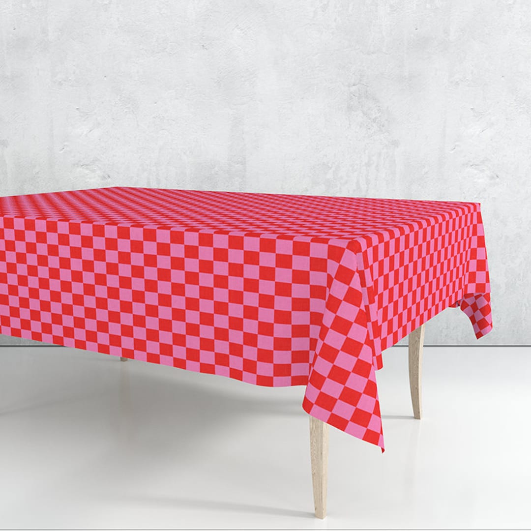 Red and Pink Plaid Design Tablecloth | Unique Design Table Decor | High ...