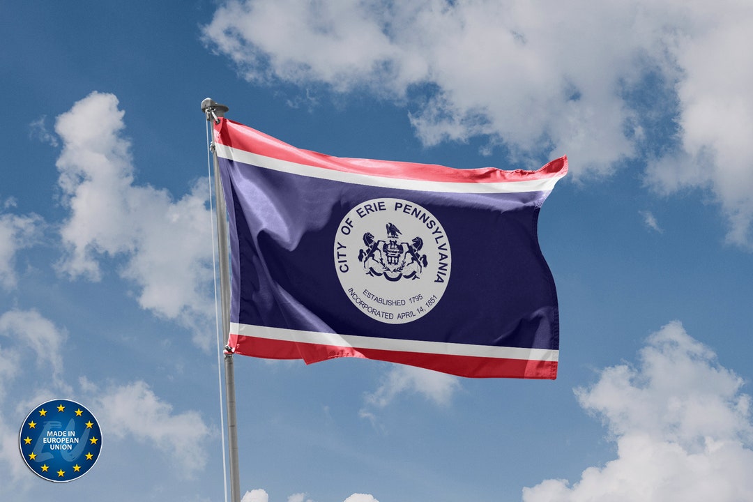 Erie Flag, Pennsylvania USA | Unique Design Print | Hiqh Quality ...