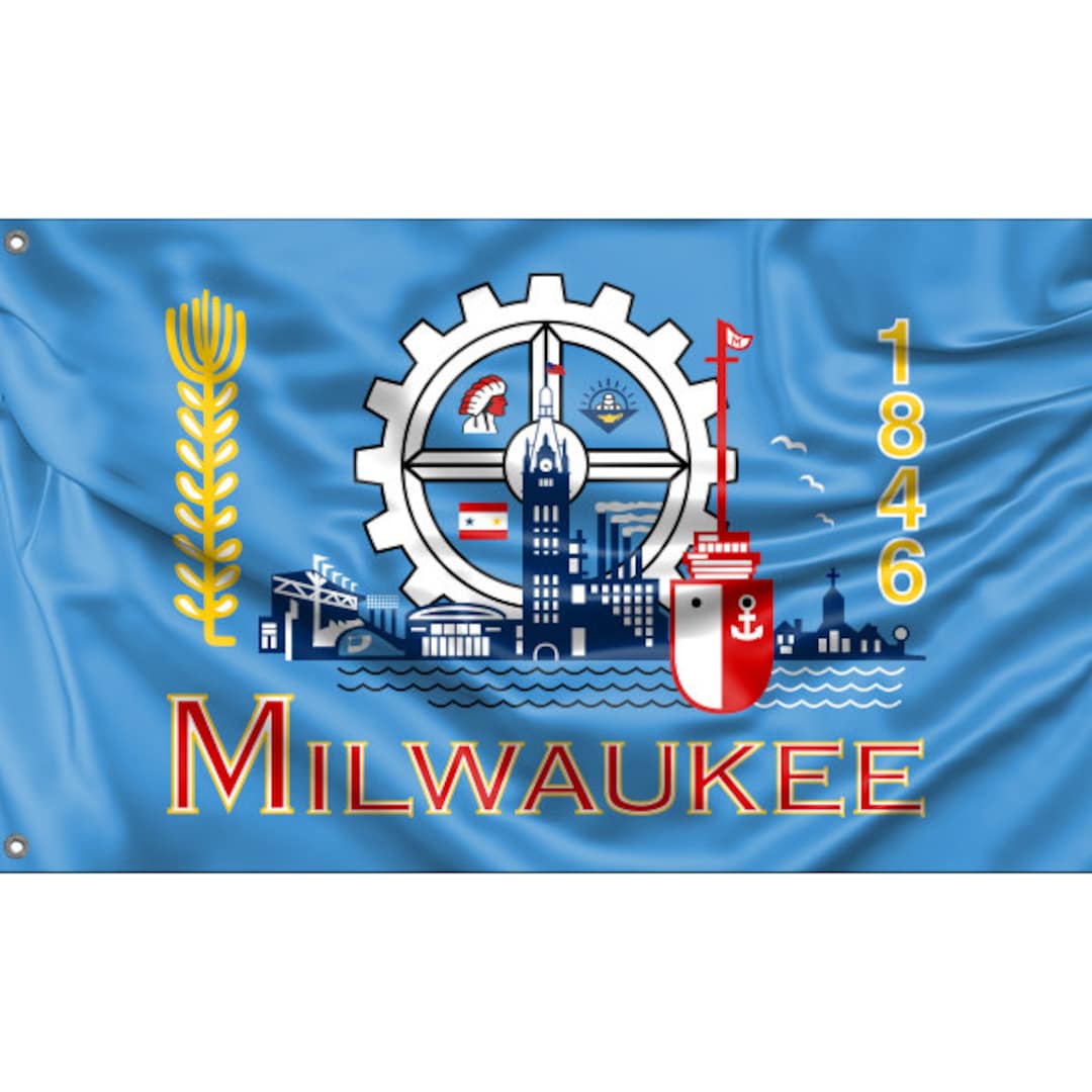 Milwaukee Flag, Wisconsin USA Unique Design Print Hiqh Quality ...