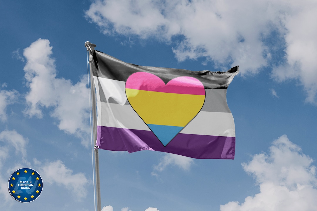 Asexual Panromantic Heart Flag Unique Print, 3x5 Ft / 90x150 Cm Size ...