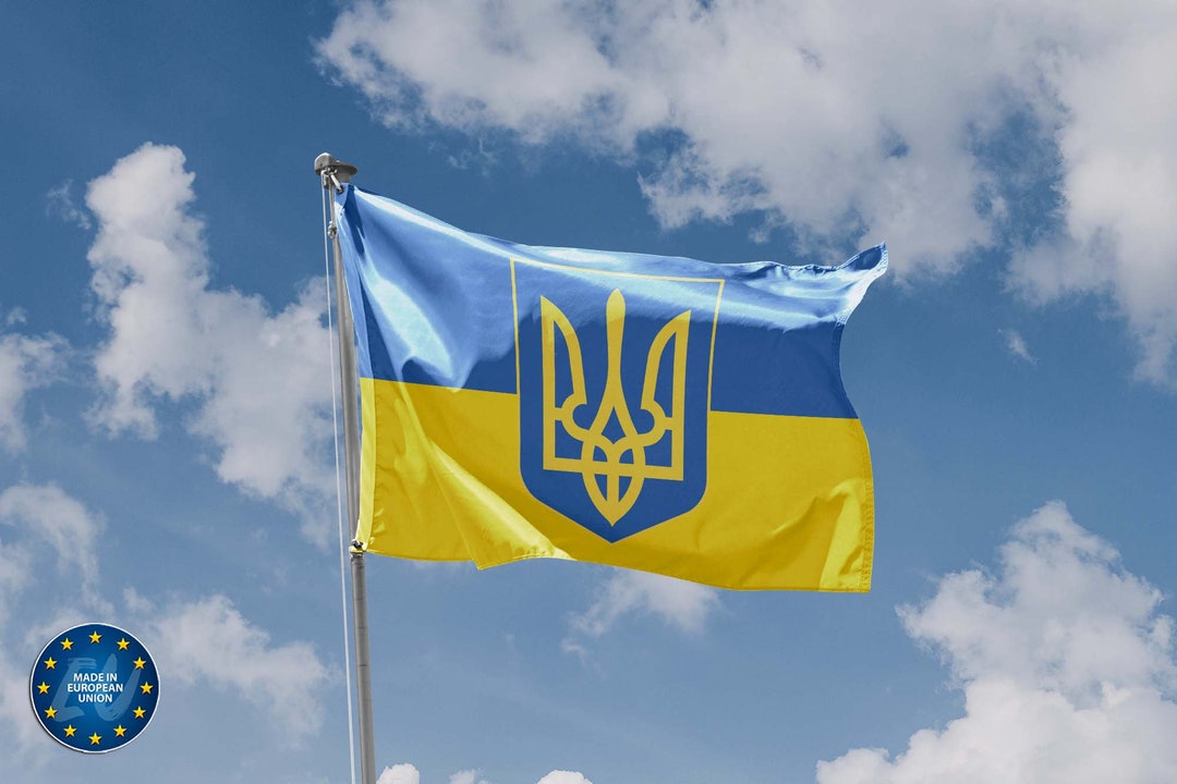 Ukraine Flag With Crest | Unique Design Print | High Quality Materials ...