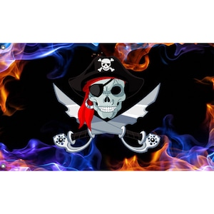 Flaming Pirate Flag | Unique Design Print | Hiqh Quality Materials ...