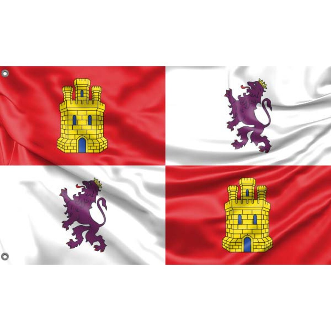 Lions and Castles Flag, Royal Standart of Spain Unique Design Print ...