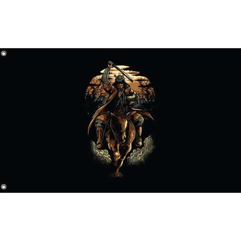 Charging Samurai Flag Unique Design Print High Quality | Etsy