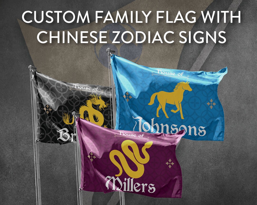 Personalized Family Flag With Chinese Zodiac Signs Print 3x5 - Etsy