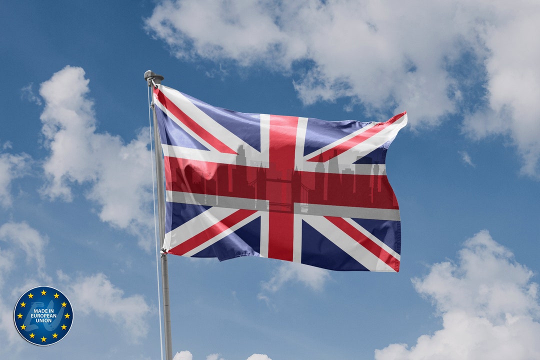 London Skyline/union Jack Flag /unique Print, 3x5 Ft / 90x150 Cm Size ...