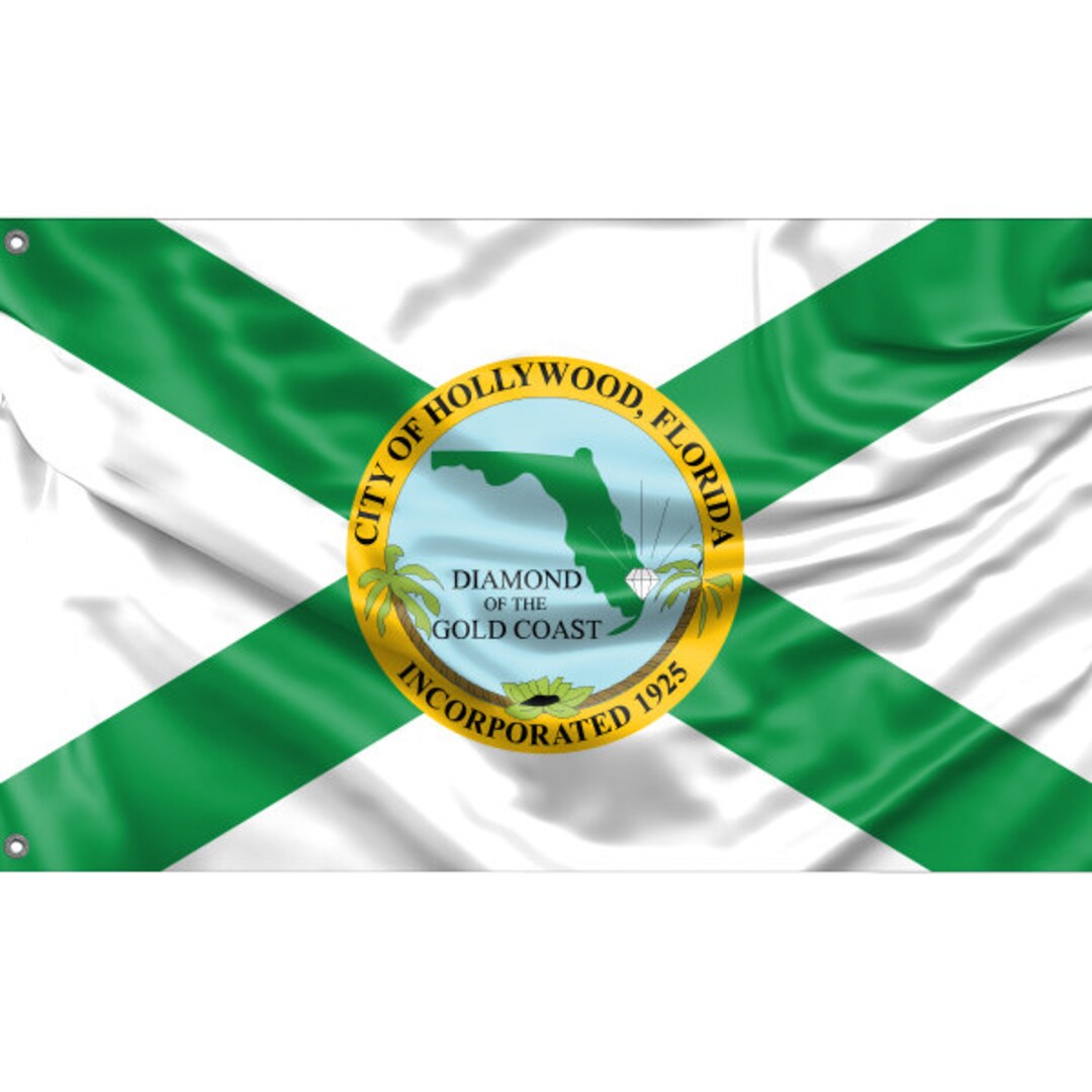 Hollywood Flag, Florida USA Unique Design Print Hiqh Quality Materials ...