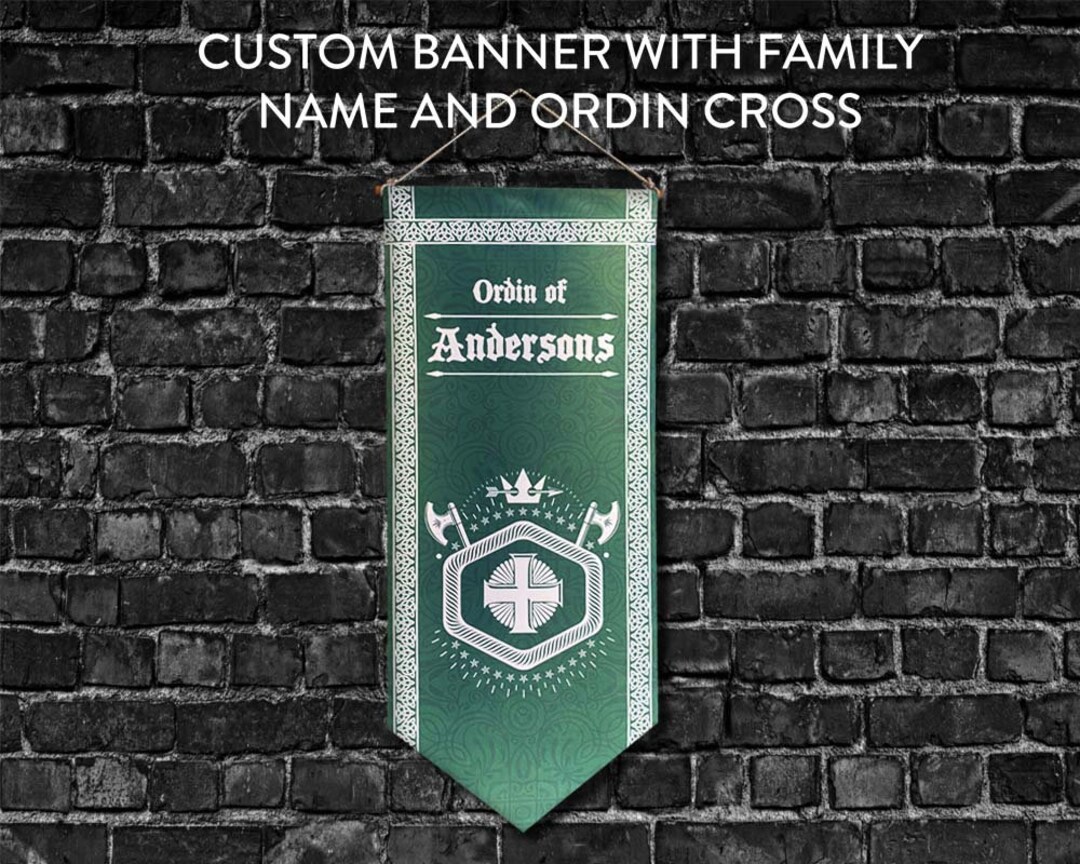 Medieval Style Personalized Family Banner Wall Hanging With Ordin Cross ...