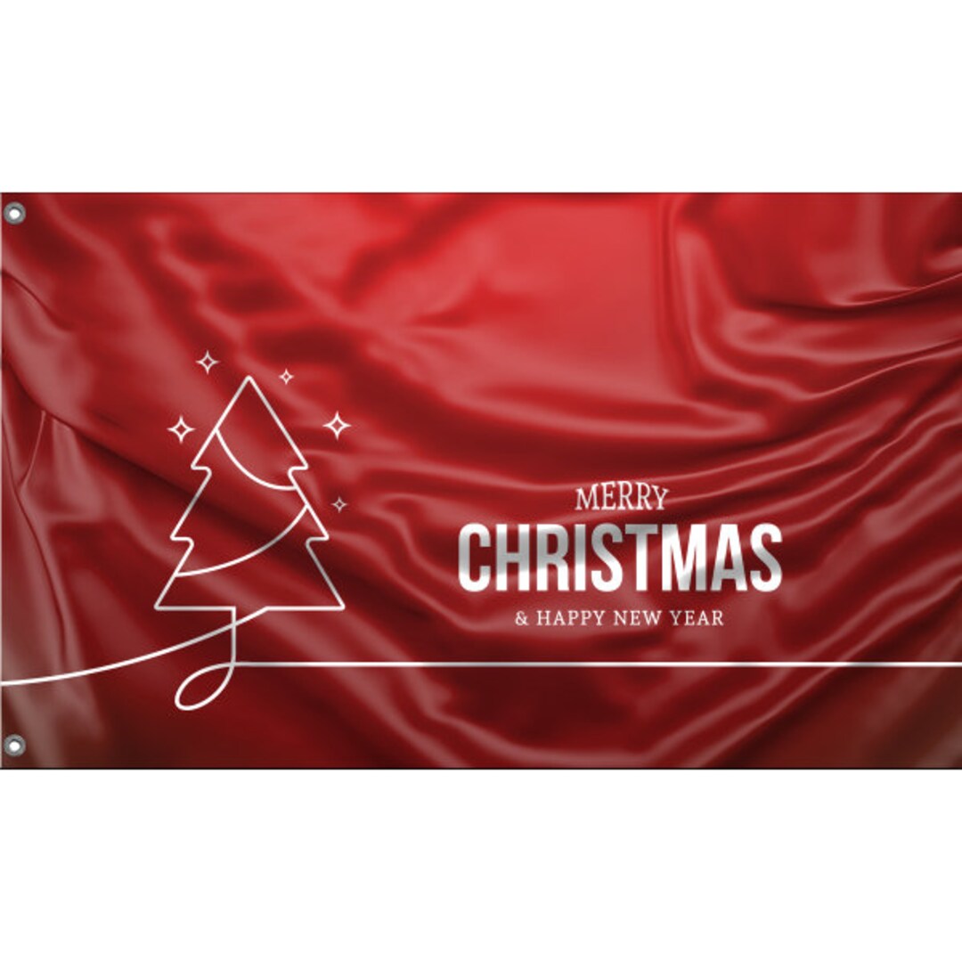 Merry Christmas in Red Background Flag Unique Print, 3x5 Ft / 90x150 Cm ...