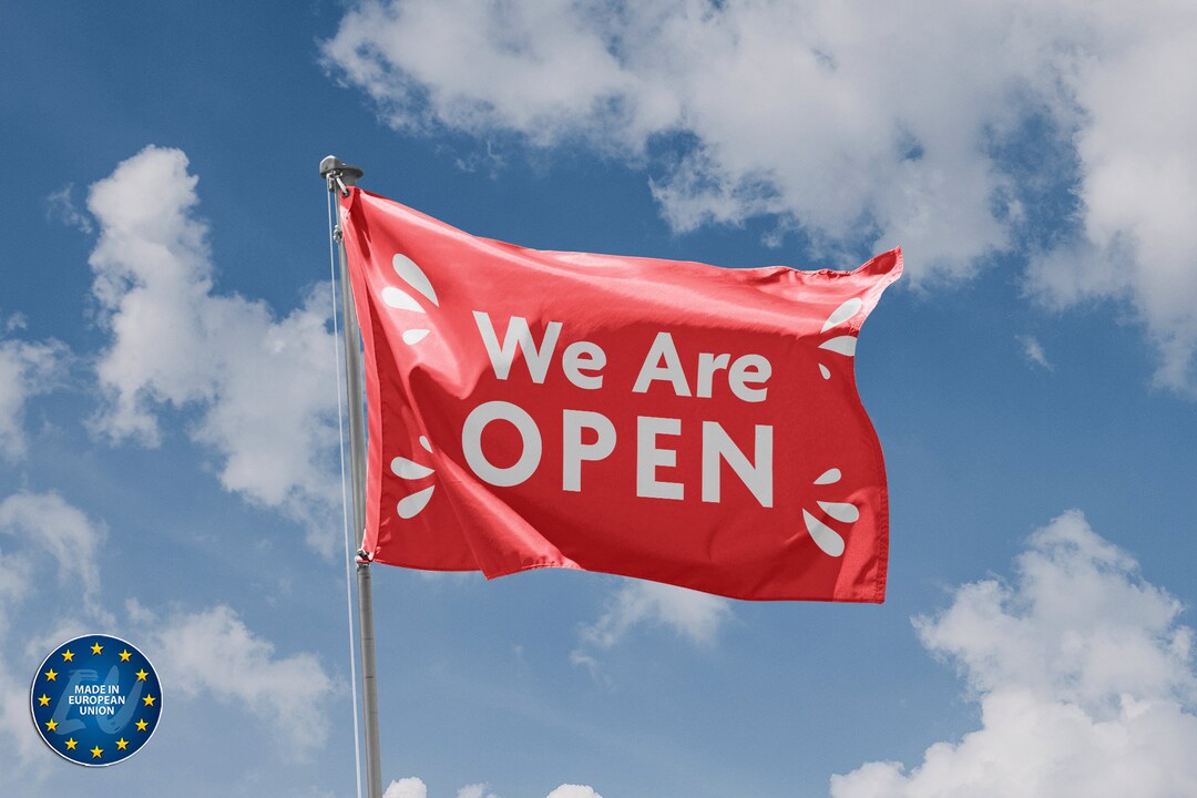 We Are Open Red Flag | Unique Design Print | High Quality Materials | 5 ...