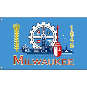 Milwaukee Flag, Wisconsin USA | Unique Design Print | Hiqh Quality ...