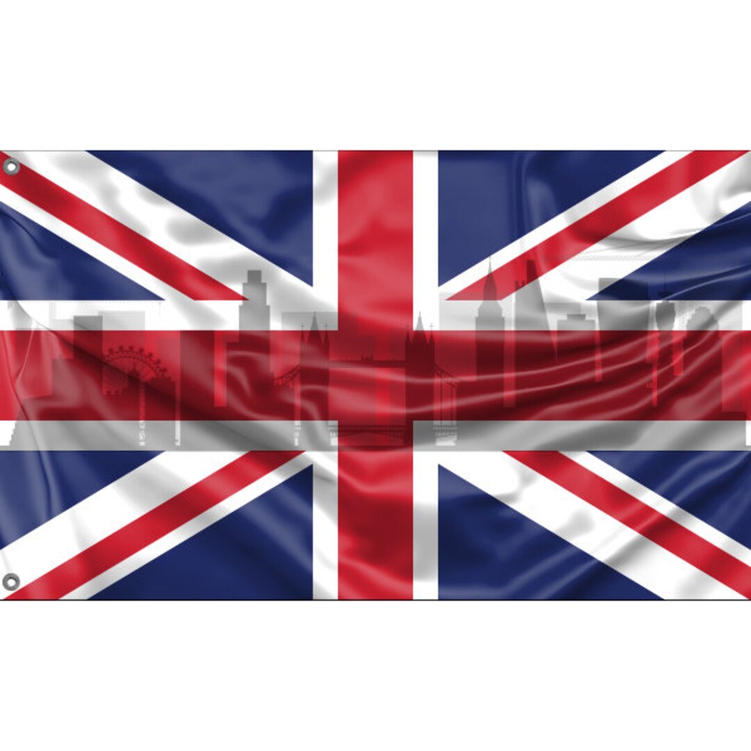 London Skyline/union Jack Flag /unique Print, 3x5 Ft / 90x150 Cm Size ...
