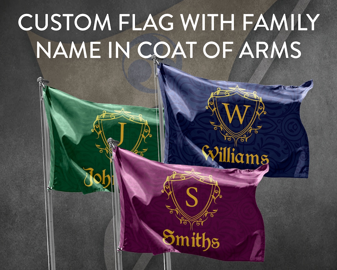 Personalized Custom Flag With Family Name in Coat of Arms Print, 3x5 Ft ...