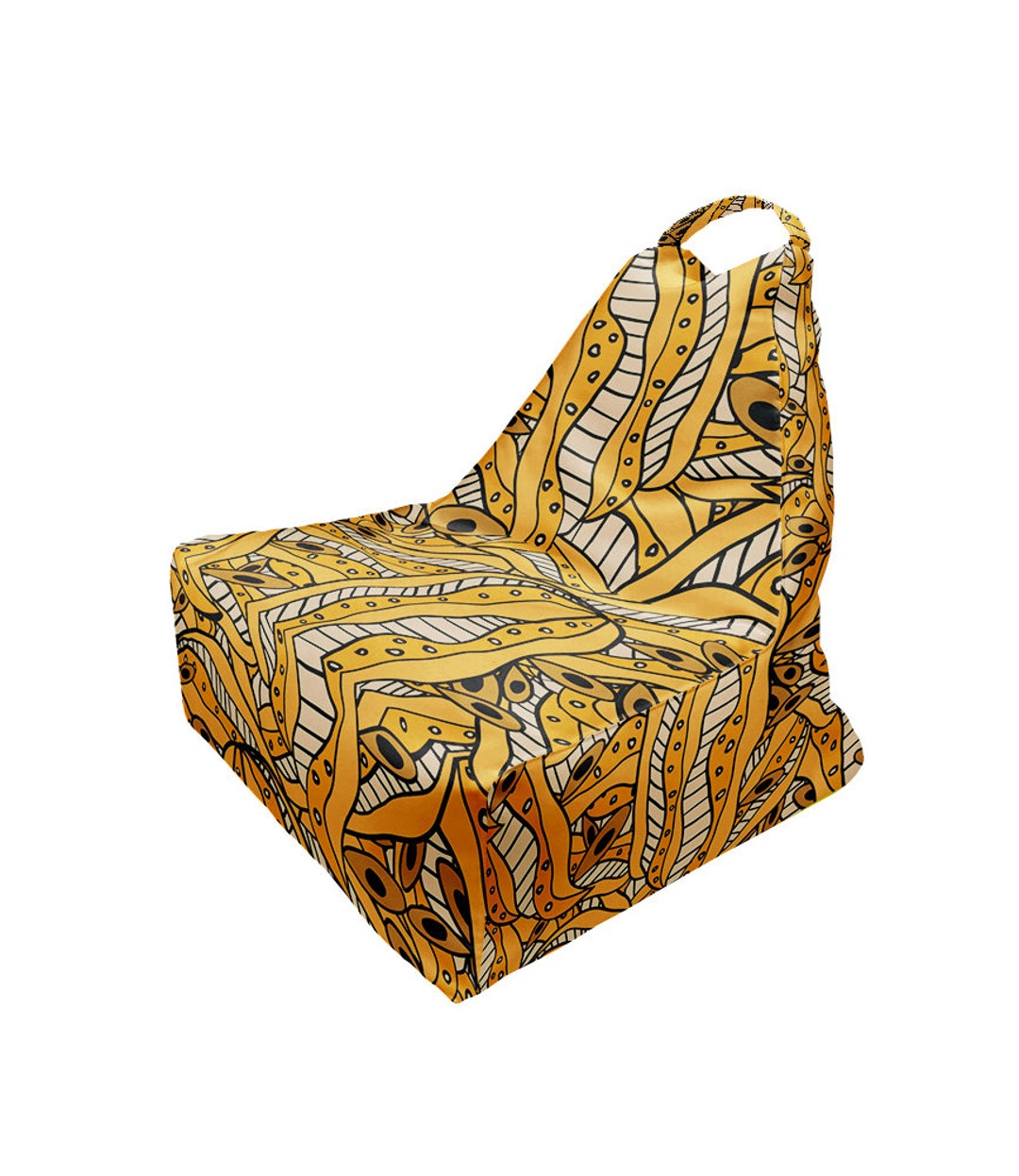 Bean Bag Orange Abstract Doodle Print | Unique Design VI | Full Print ...