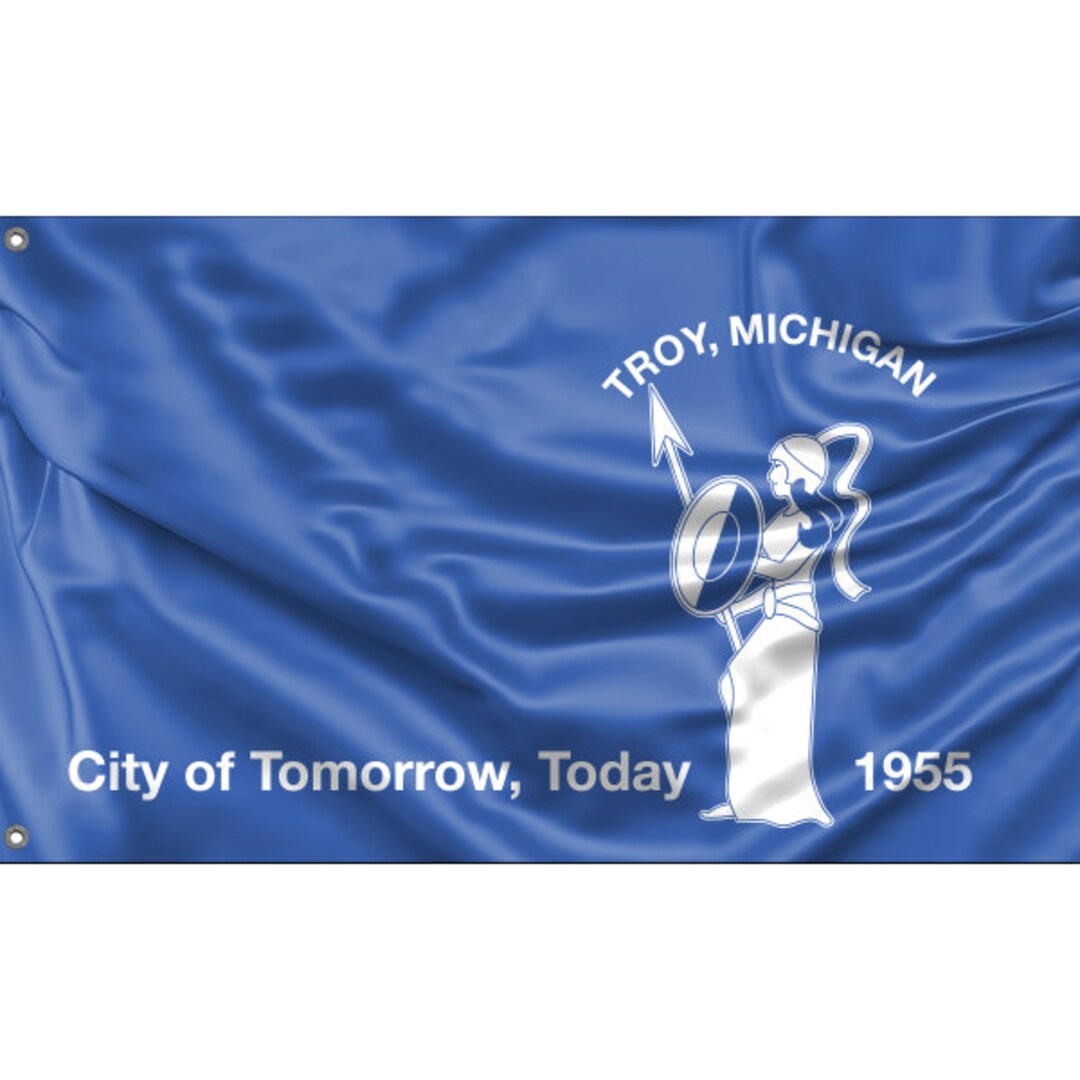 Troy Flag, Michigan USA Unique Design Print Hiqh Quality Materials Size ...