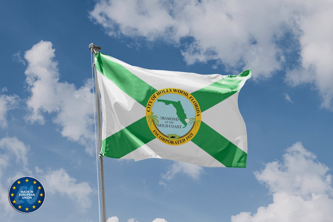 Hollywood Flag, Florida USA Unique Design Print Hiqh Quality Materials ...