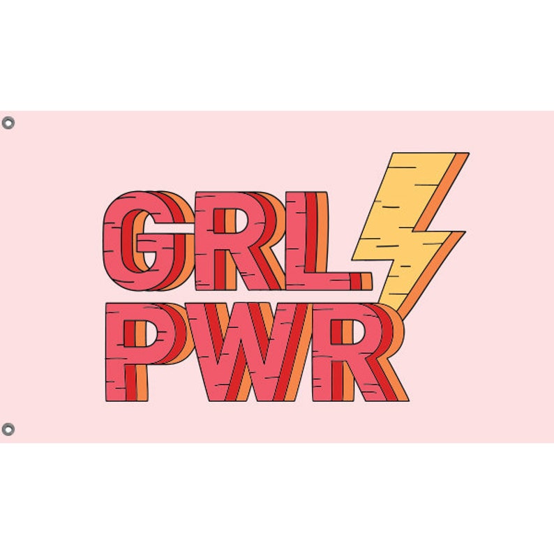 Girl Power Pink Flag Unique Design Print Hiqh Quality - Etsy
