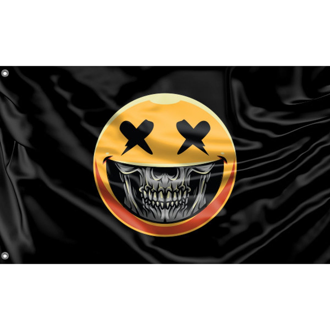 Skull Grin Emoticon Flag Unique Design Print Hiqh Quality Materials ...