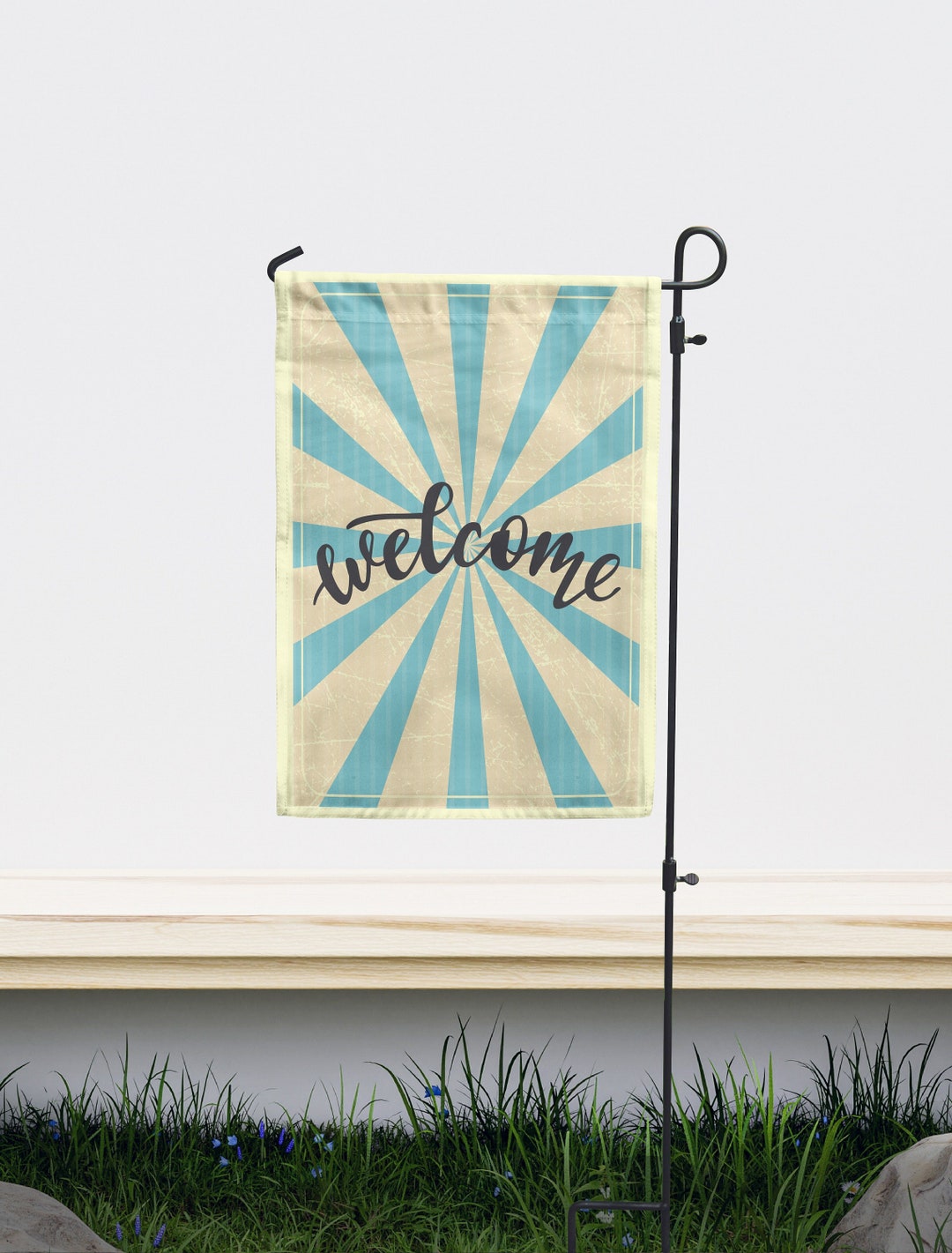 Welcome in Vintage Blue Garden Flag | Size - 12" X 18" | Double Sided ...