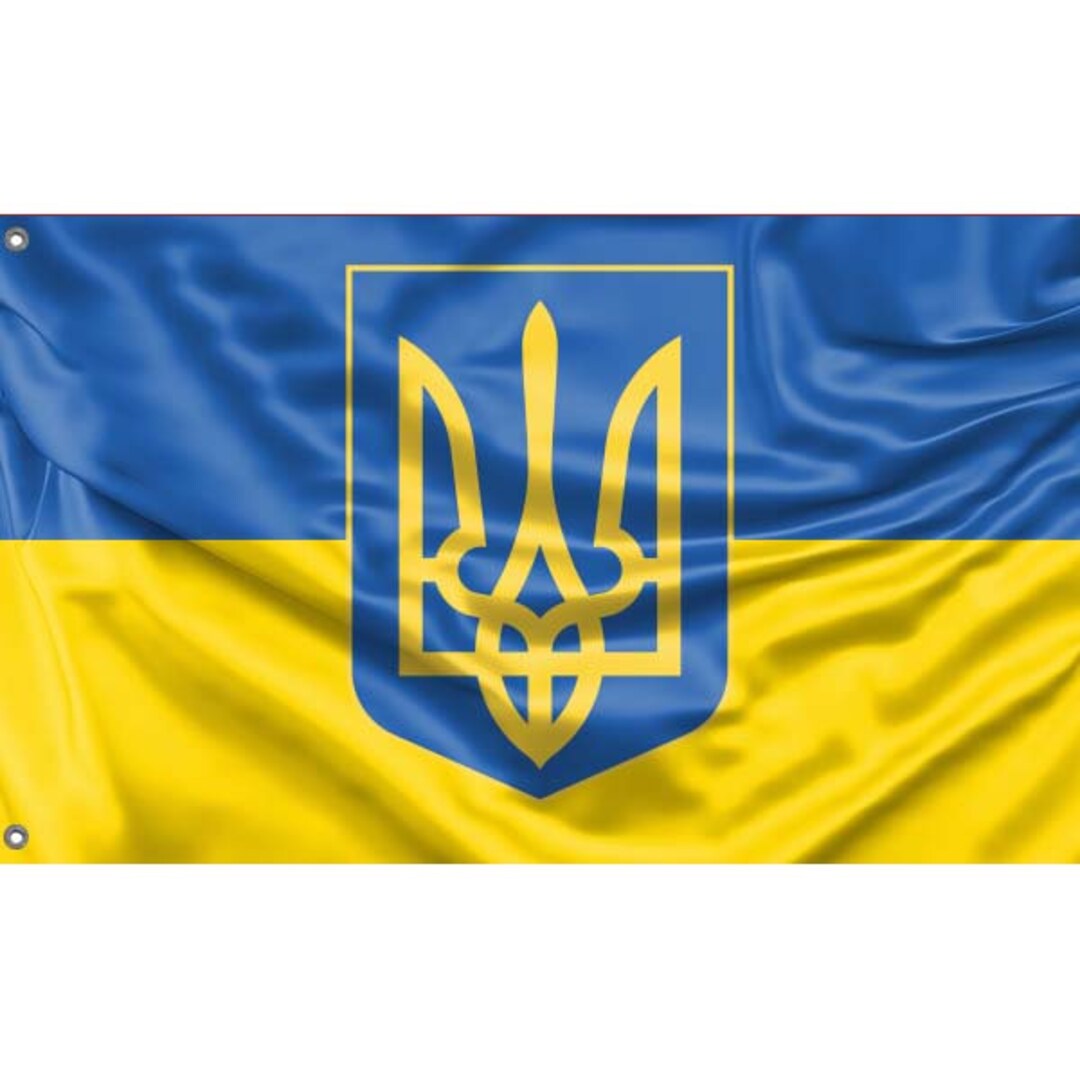 Ukraine Flag with Crest Unique Design Print High Quality - Etsy Polska