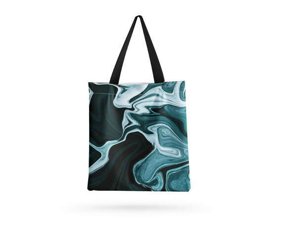 Dark Green Blue Marble Design Tote Bag Handmade Shopping Bag | Etsy