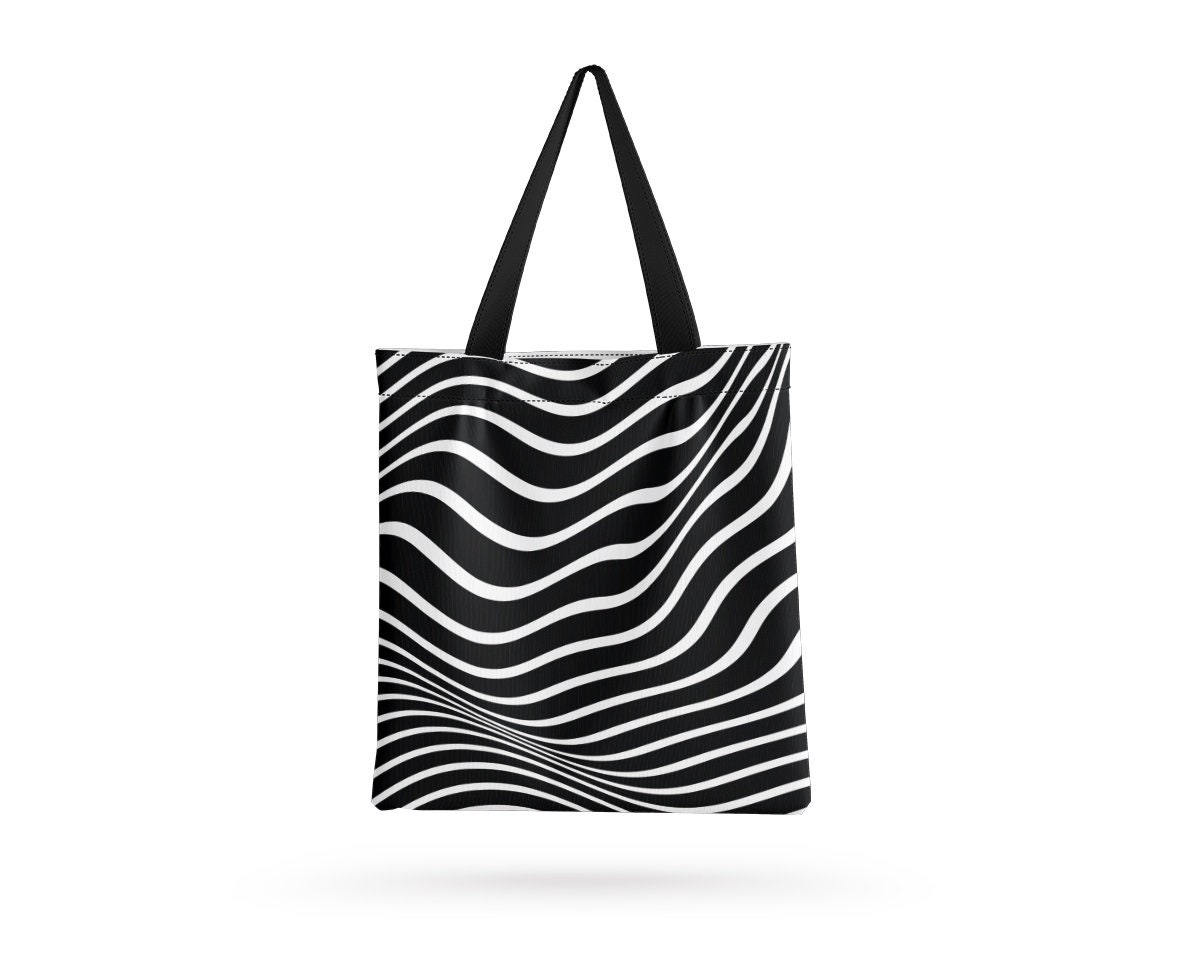 Black and White Optical Illusion Design Tote Bag Handmade - Etsy