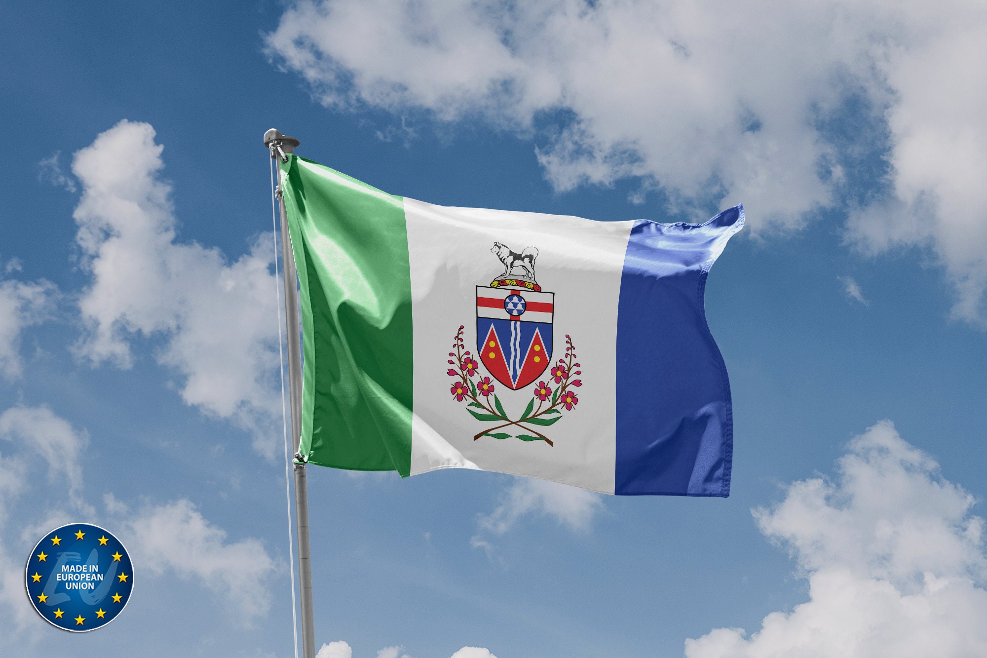 Yukon Canada Flag Yukon Canada Map With Canadian National Flag Vector