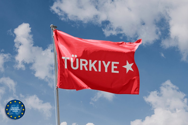 Turkiye Flag With Country Name Unique Design Print High - Etsy