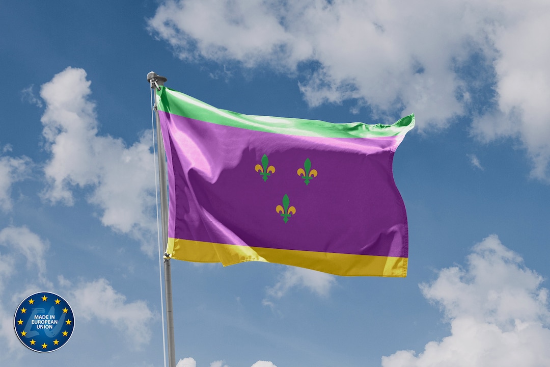 New Orleans Mardi Gras Flag Unique Print, 3x5 Ft / 90x150 Cm Size, EU ...