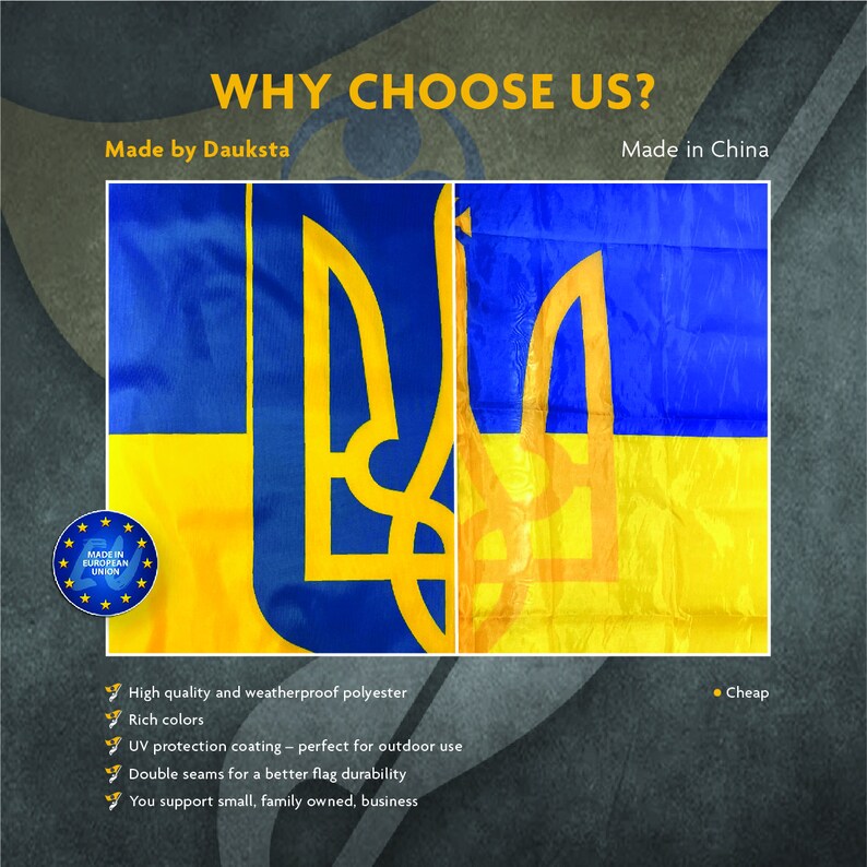 Ukraine Flag With Crest Unique Design Print High Quality - Etsy