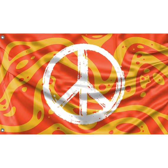 White Color Peace Sign Flag Unique Design Print 4 High - Etsy