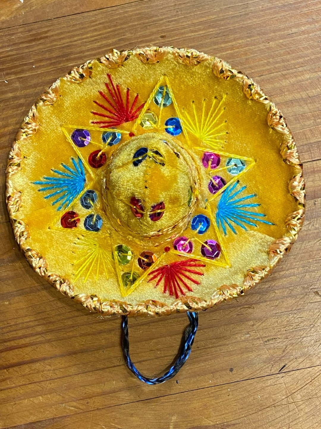 Gold With Gold Trim Mini Mariachi Hat, 5", Mini Mexican Sombrero ...