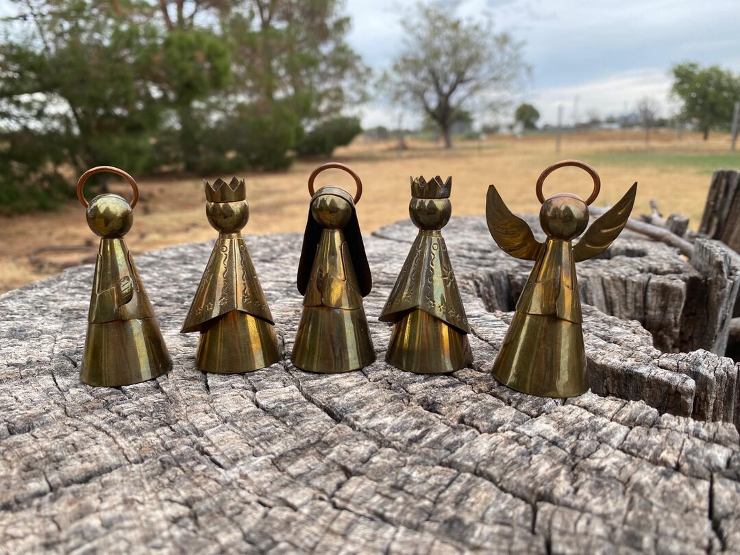 Set of 5 Vintage Brass Angels, 3" Tall, Small Brass Angels, Decor ...