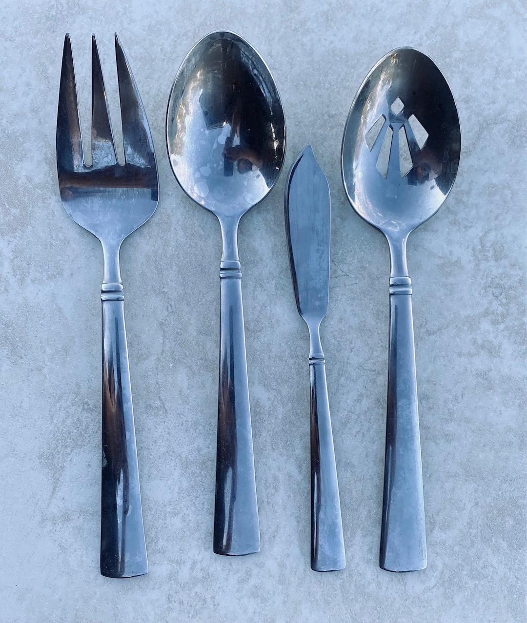 Set of 4 Reed & Barton Serving Spoons, Fork, Butter Knife Flatware ...