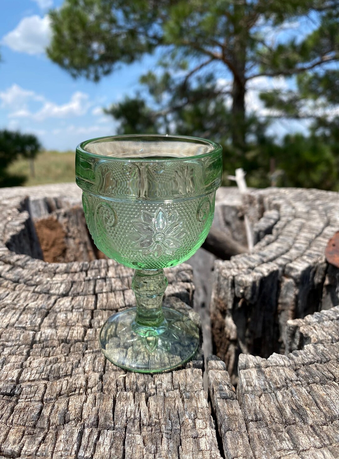 Set of 5 Vintage Tiara Indiana Glass Chantilly Green Goblets, 4 1/8 ...