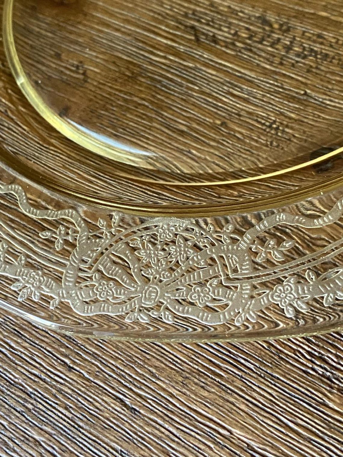 Set of 4 Fostoria June Topaz Salad Plates, 7 1/2" Fostoria Yellow Salad ...